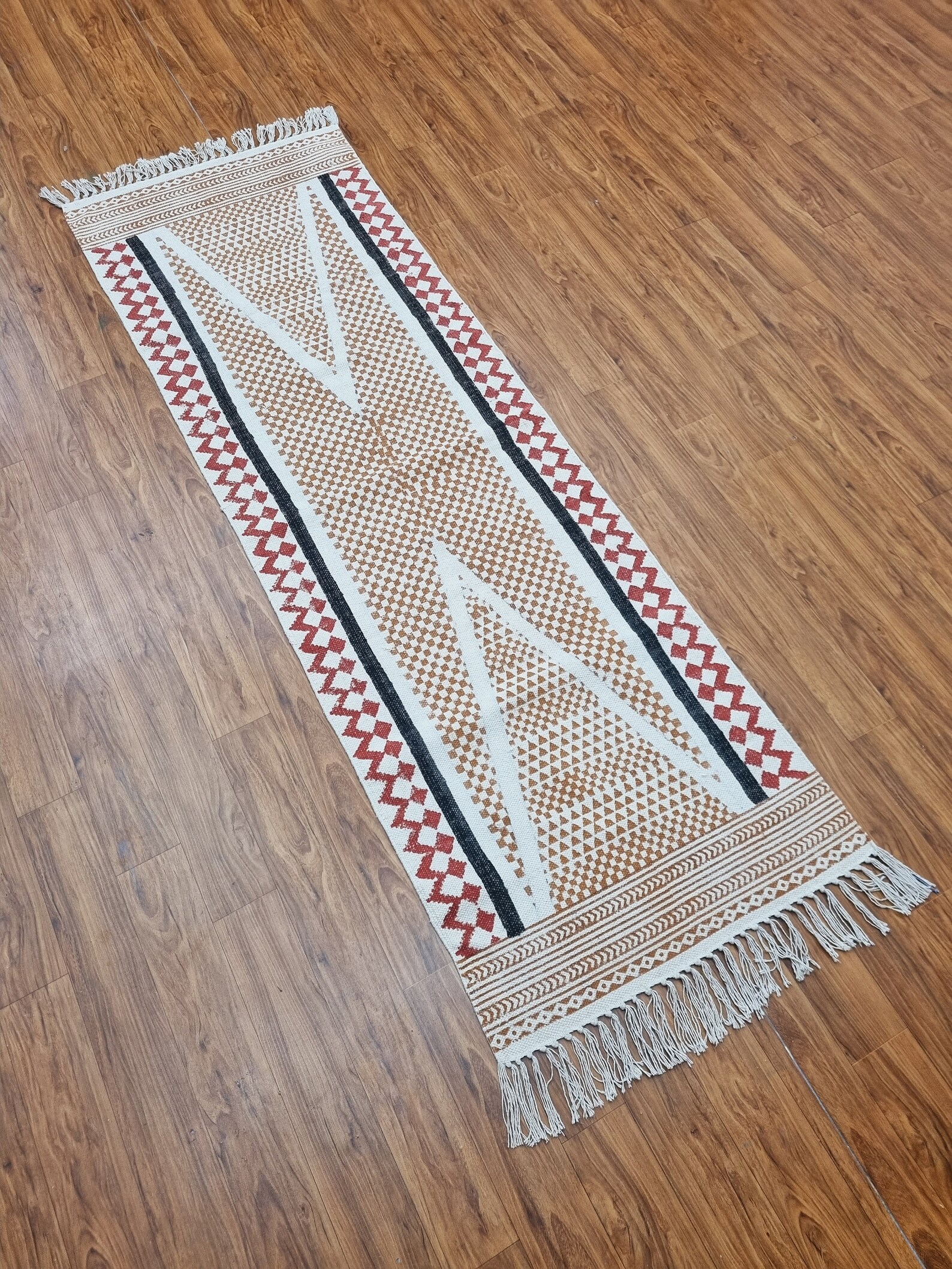 Boho Handwoven Block Printed Flatweave Cotton Rug Bohemian - Etsy