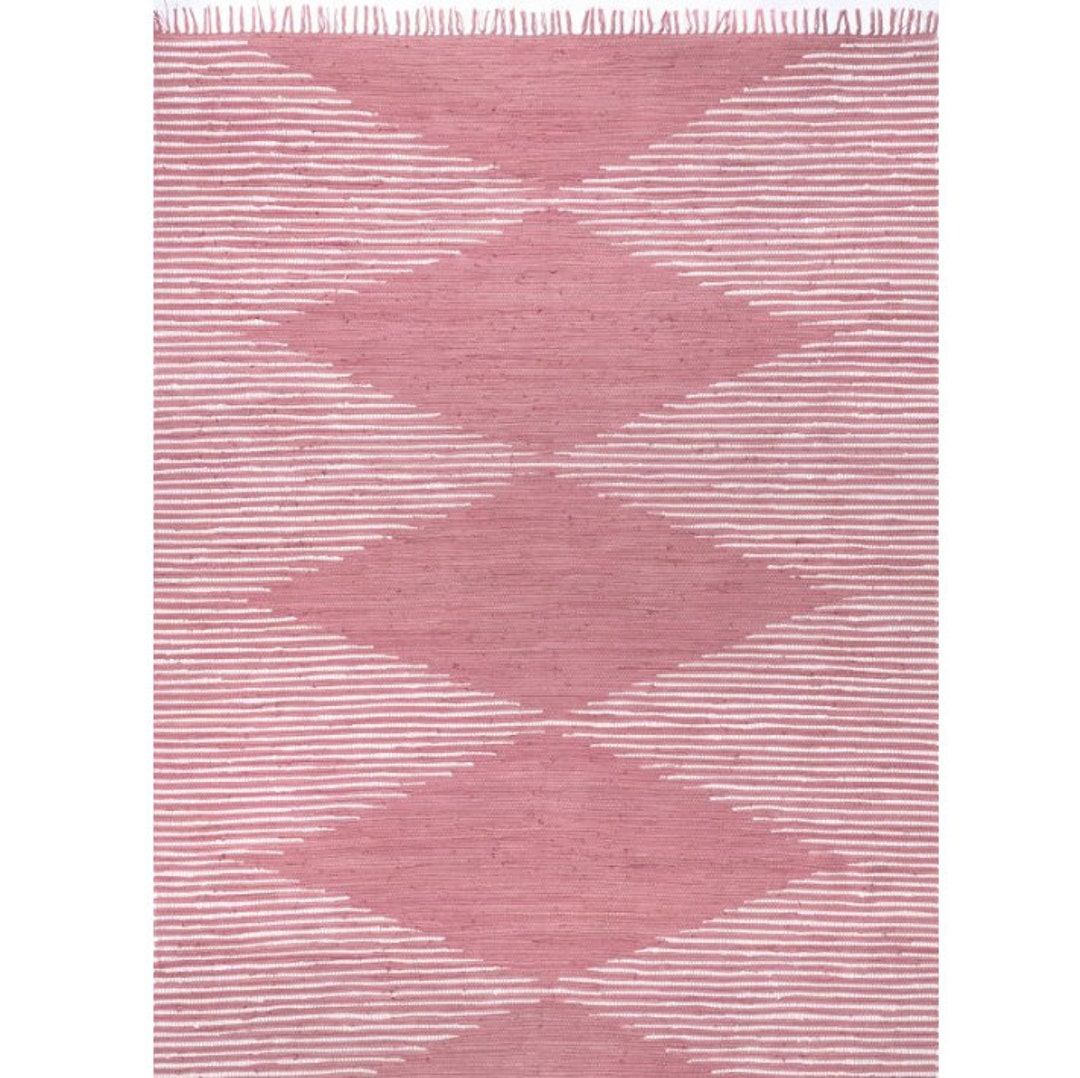 Cotton Rag Rug for Home Decor, Pink Kilim Rug for Living Room, Chindi ...