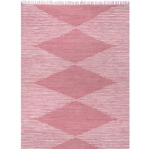 Cotton Rag Rug for Home Decor, Pink Kilim Rug for Living Room, Chindi ...