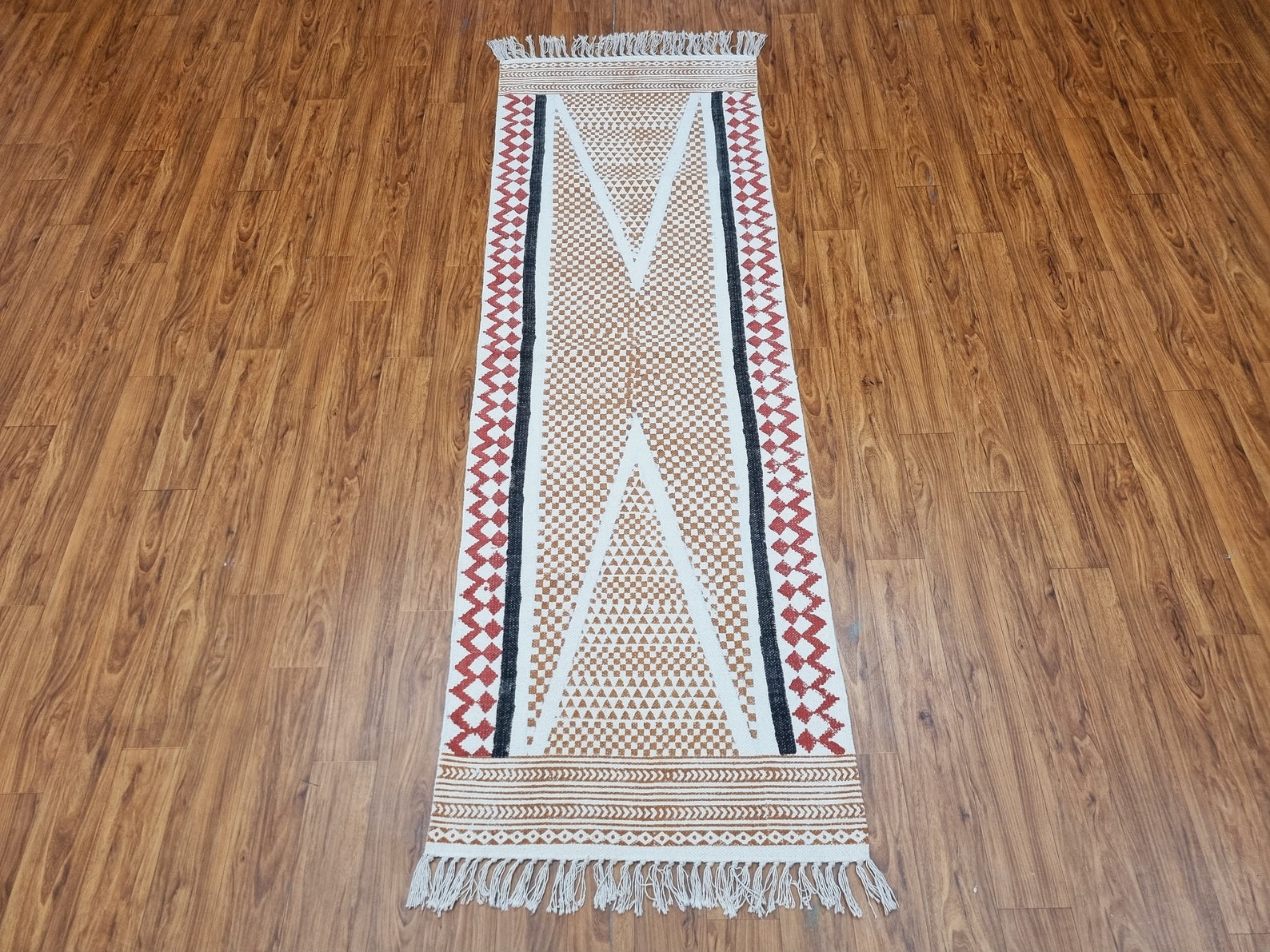 Boho Handwoven Block Printed Flatweave Cotton Rug Bohemian - Etsy