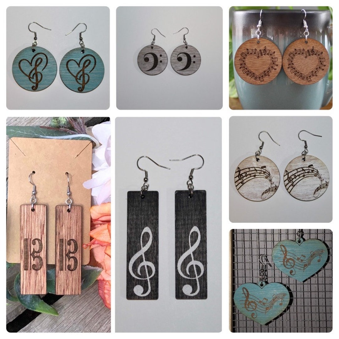 Music Note Earrings, Treble Clef, Bass Clef, Alto Clef, Music Notes ...