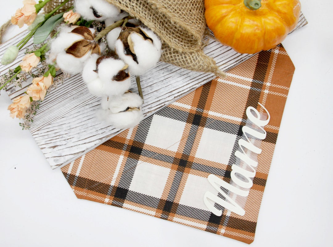 Fall Dog Bandana, Over the Collar, Fall Plaid, Puppy Bandana, Cat ...