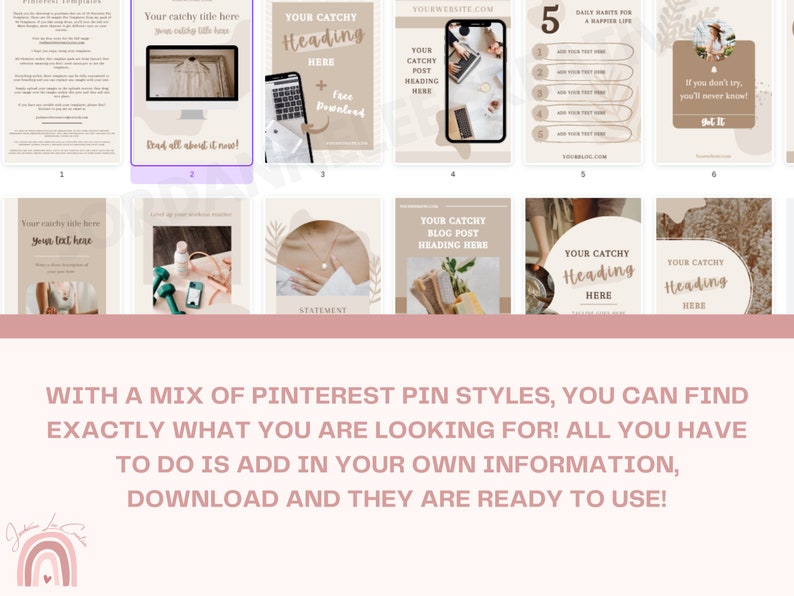 Minimalist Pinterest Pin Templates for Canva (15 Designs) (digital ...