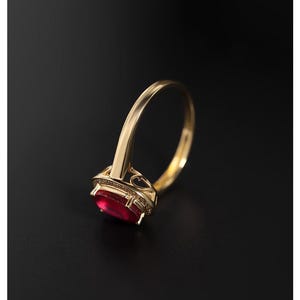 Elegant Pigeon Blood Ruby and Diamond Pave Set Ring | 18K Yellow Gold ...