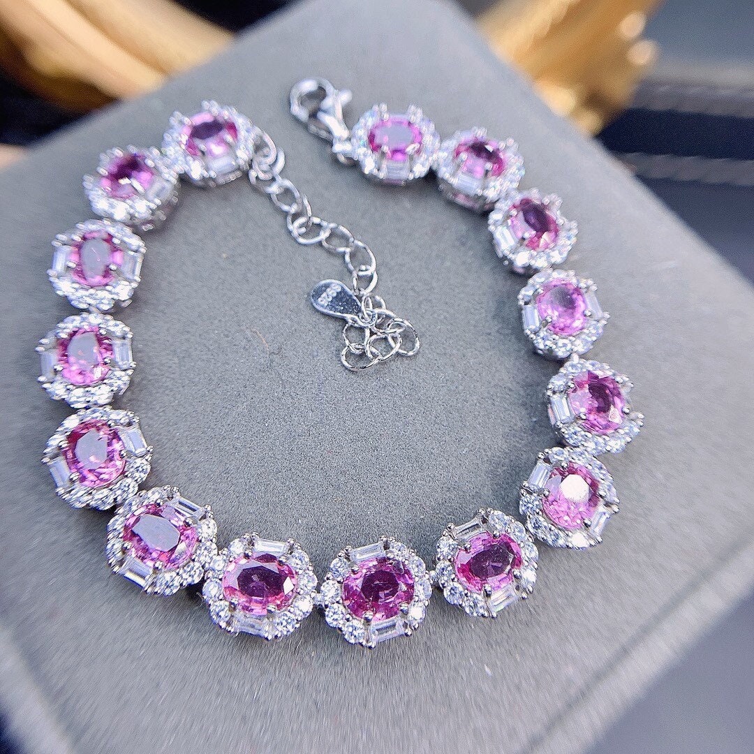 Natural Pink Sapphire 18k White Gold Necklace Paparacha Sapphire ...