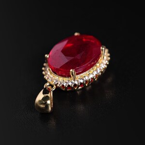8mm Natural Ruby & Diamonds Pendant Necklace | 18K Gold With Stunning ...