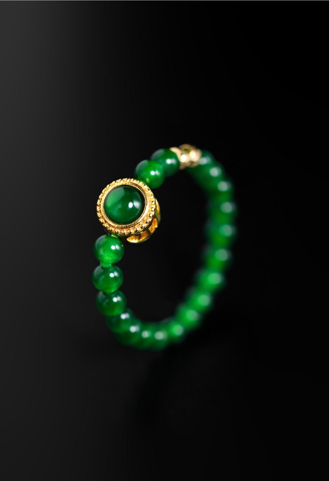 Luxurious Jade Bead Ring | 18K Gold and Jade Centerpiece | Unique Women ...