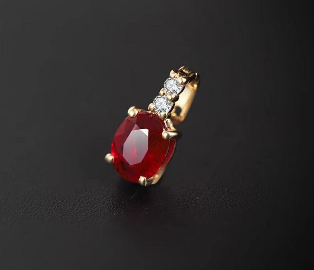 Real Pigeon Blood Ruby Pendant | 18K Gold Necklace | Minimalist Pendant ...