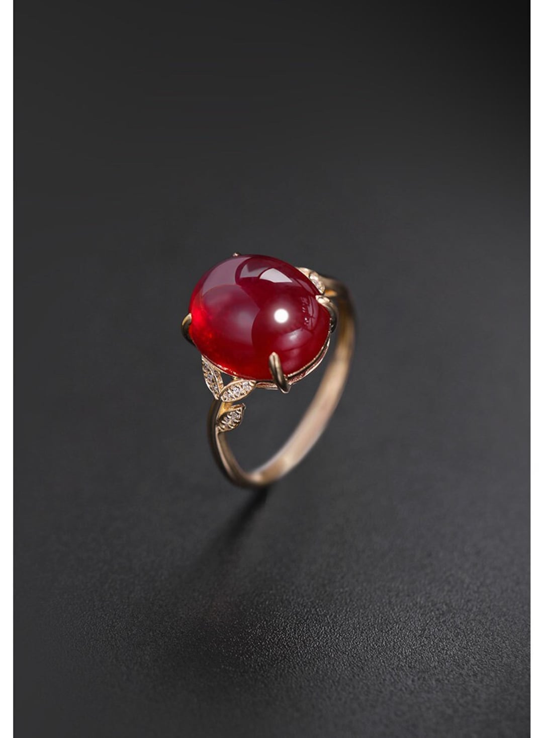 Elegant Pigeon Blood Ruby Ring | 18K Yellow Gold Cluster Diamonds Ring ...