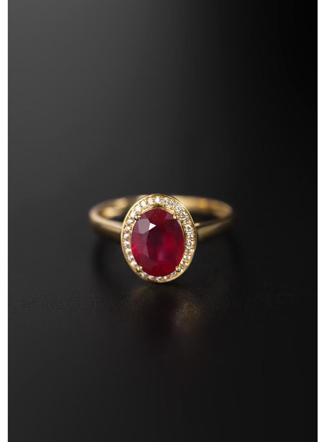 Elegant Pigeon Blood Ruby and Diamond Pave Set Ring | 18K Yellow Gold ...