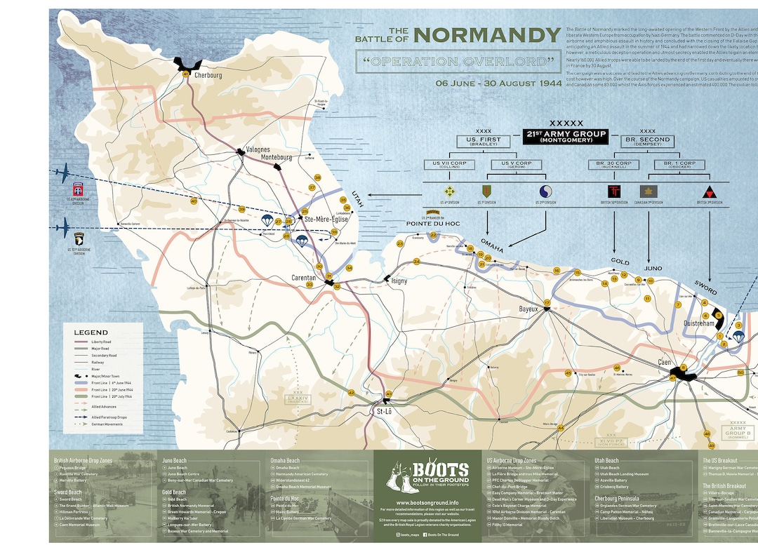D Day Normandy Map | D Day Poster | D Day Map | Band of Brothers ...
