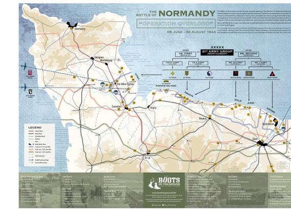 D Day Normandy Map D Day Poster D Day Map Band of - Etsy