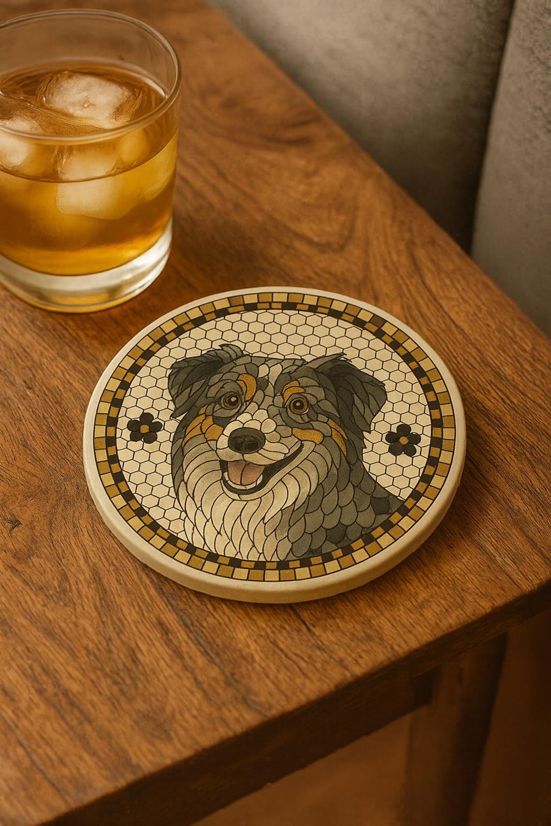 Blue Merle Aussie Handcrafted Australian Shepherd Mosaic Ceramic ...