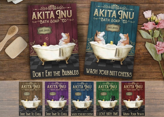 Akita Inu Bath Soap Canvas Akita Inu Bathtub Canvas Akita - Etsy
