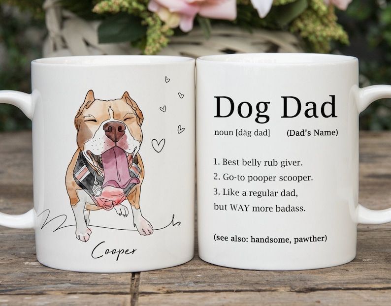 Personalized Dog Dad Mug Custom Dog Mug Dog Watercolor Line | Etsy