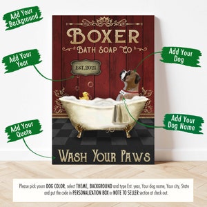 Personalized Boxer Bath Soap Canvas, Boxer Bathtub Canvas, Boxer ...