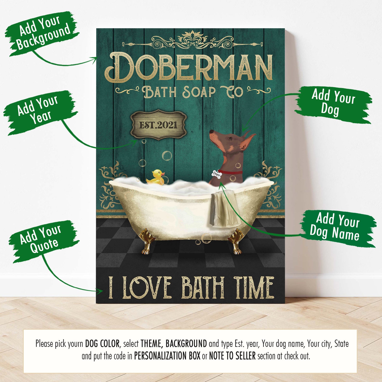 Doberman Pinscher Bath Soap Canvas Doberman Pinscher Bathtub - Etsy