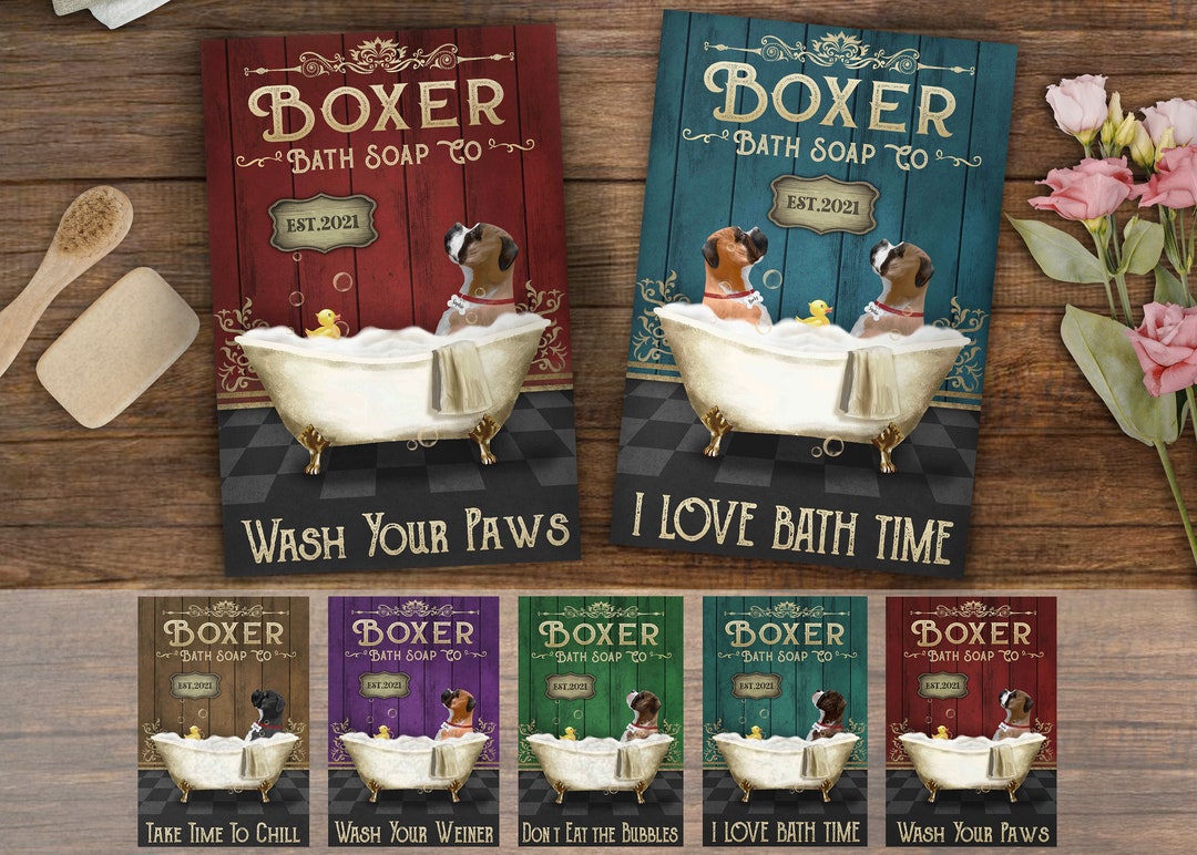 Personalized Boxer Bath Soap Canvas, Boxer Bathtub Canvas, Boxer ...