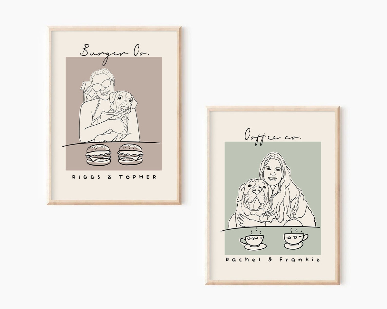 Custom Dog Mom Line Portrait, Custom From Photo, Mother's Day Gift, Dog ...