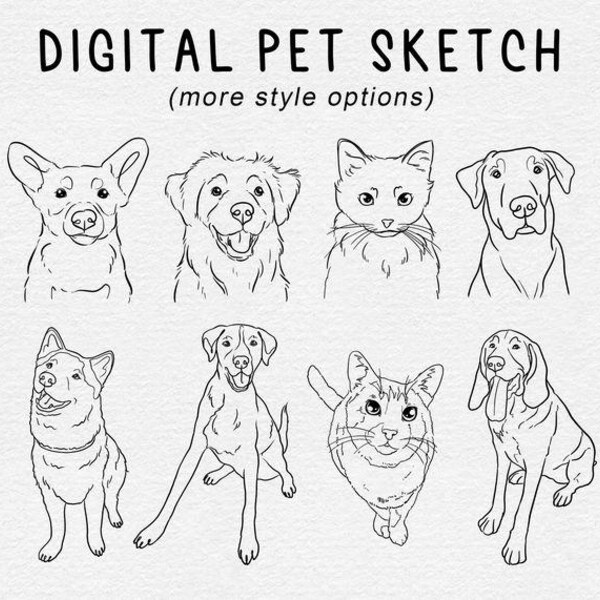 Dog Line Drawing - Etsy