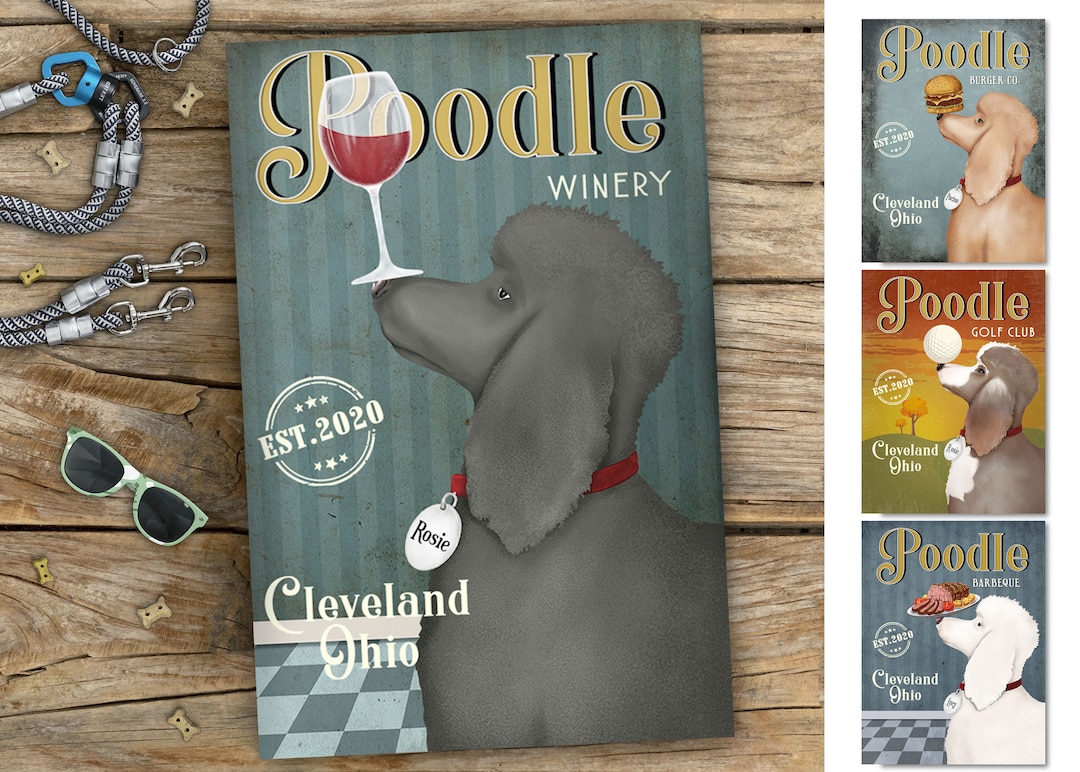 Poodle Dog Canvas, Custom Poodle Portrait, Poodle Dog Wall Decor ...