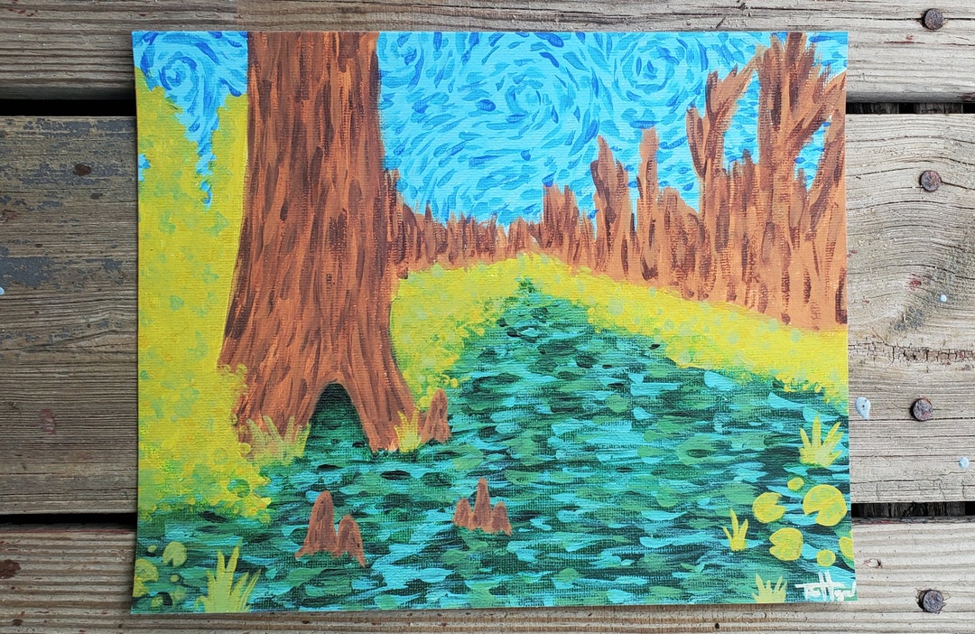 Swampy Night | Van Gogh Inspired Swamp Painting Print - Etsy