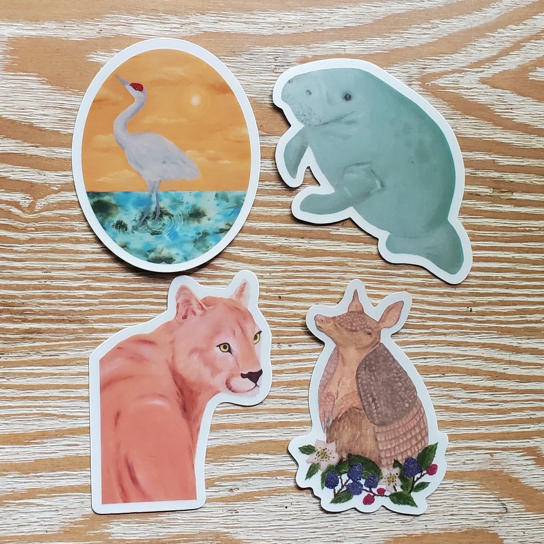 Flo-grown Florida Animals Sticker Pack | Set of 4 Original Art Vinyl ...
