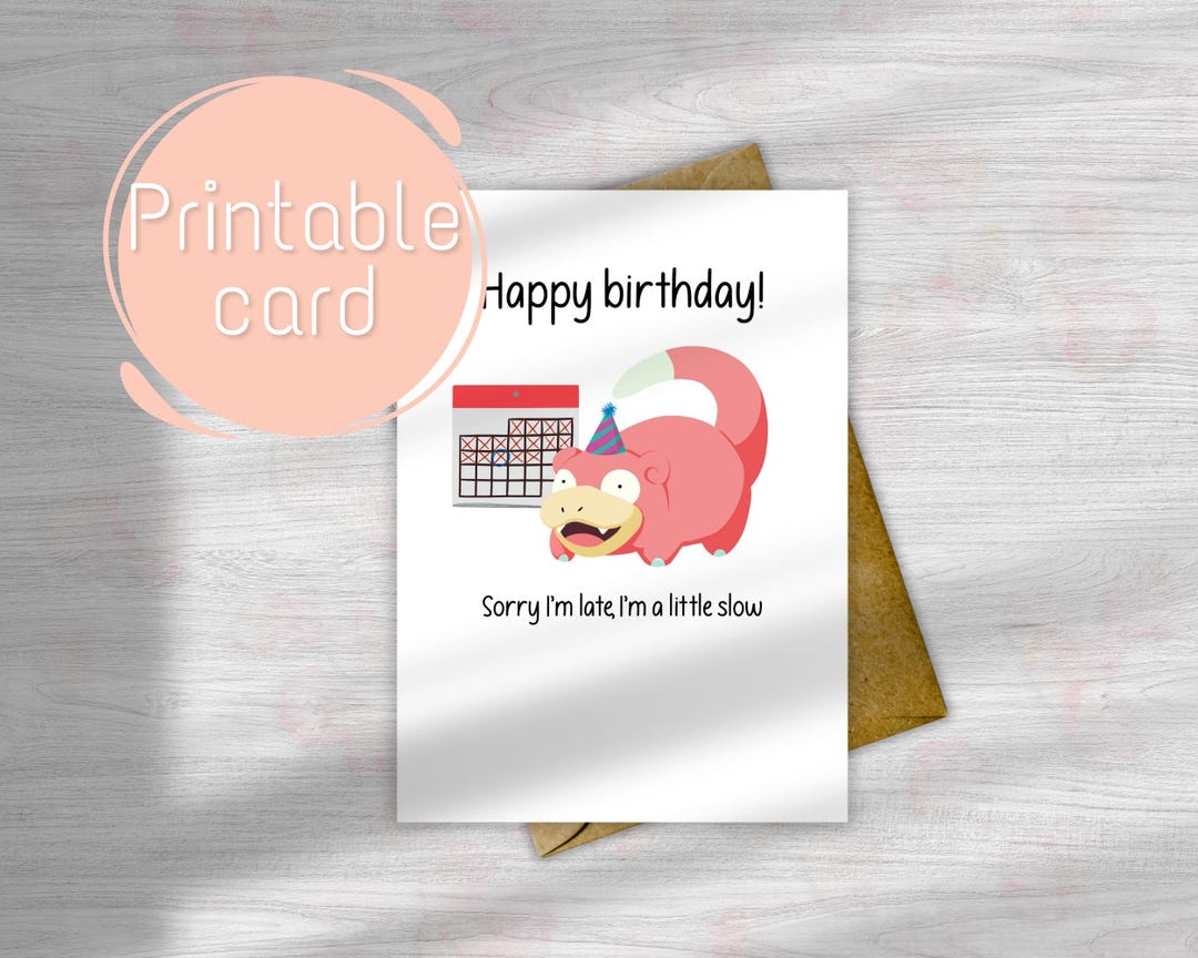 Printable Birthday Card, Funny Birthday Card, Belated Birthday Card ...