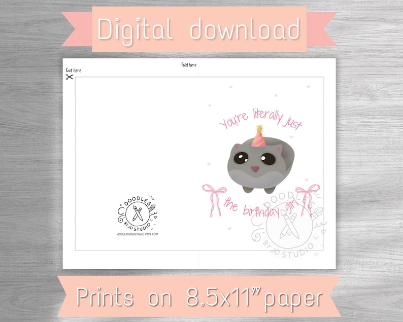 Sad Hamster Meme Printable Birthday Card, Just a Birthday Girl, Funny ...
