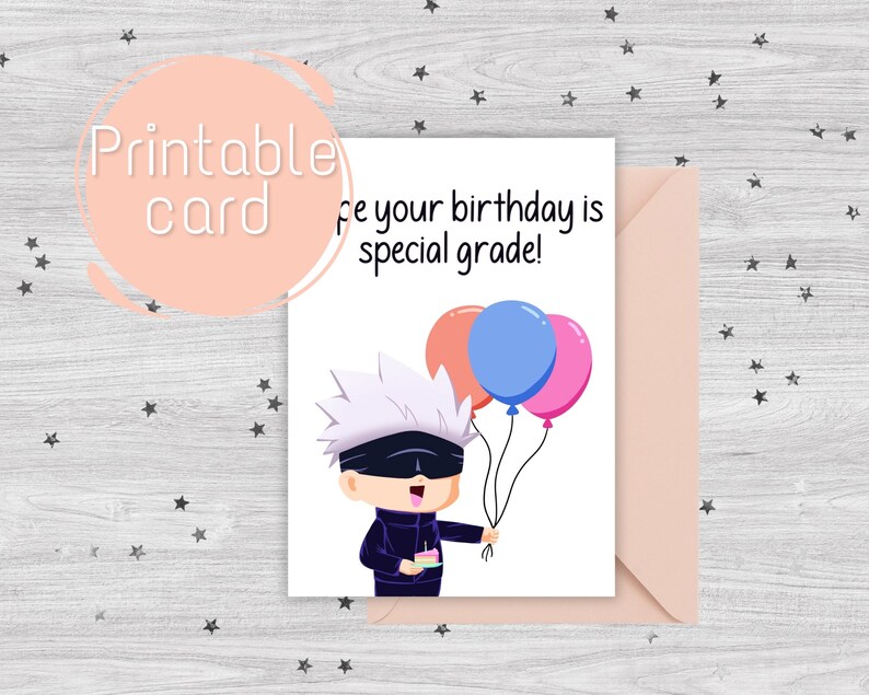 Jujutsu Kaisen Printable Birthday Card, Gojo Birthday Card, Special ...