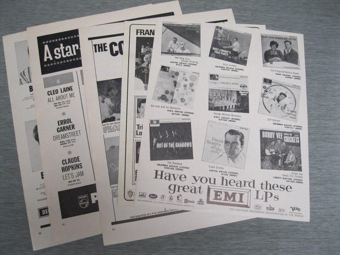 Bundle 5x Original 1960s Pop Stars Vinyl Record Adverts - Etsy
