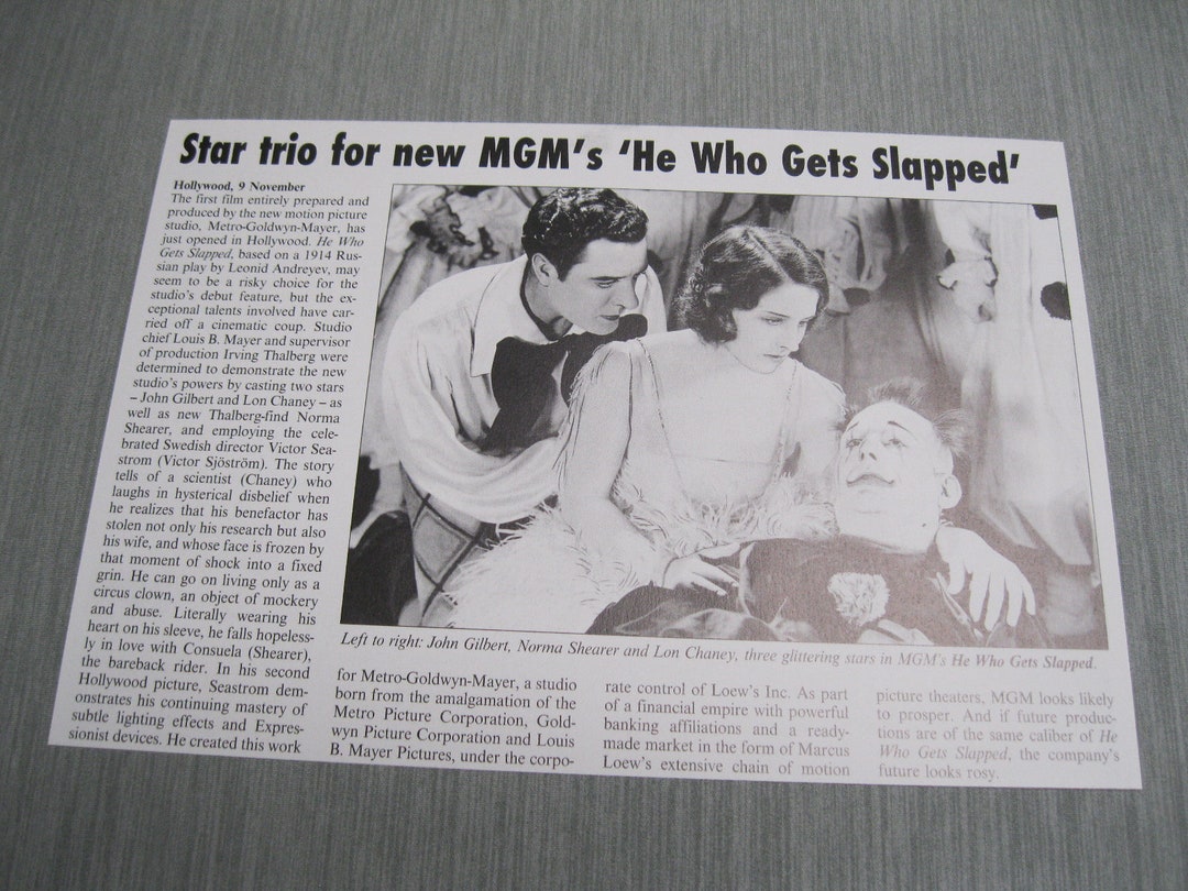 He Who Gets Slapped John Gilbert Norma Shearer 1920s Cinema - Etsy
