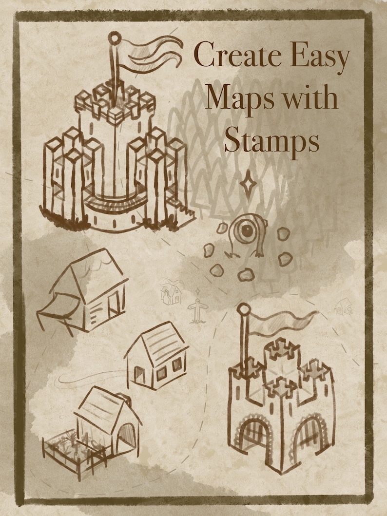 35 Fantasy Map Icons Stamps & Brushes | Procreate Download | - Etsy