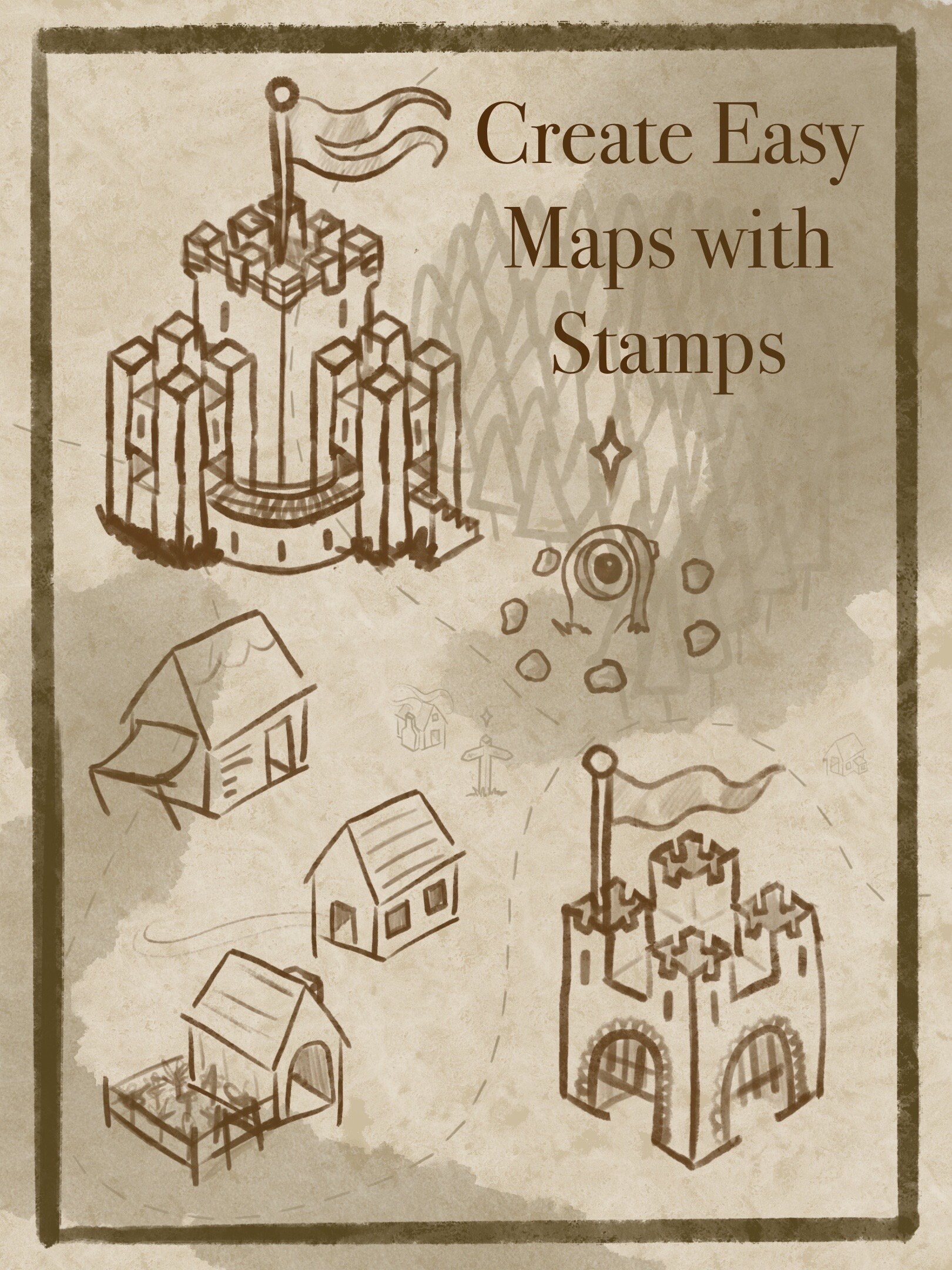 35 Fantasy Map Icons Stamps & Brushes | Procreate Download | - Etsy