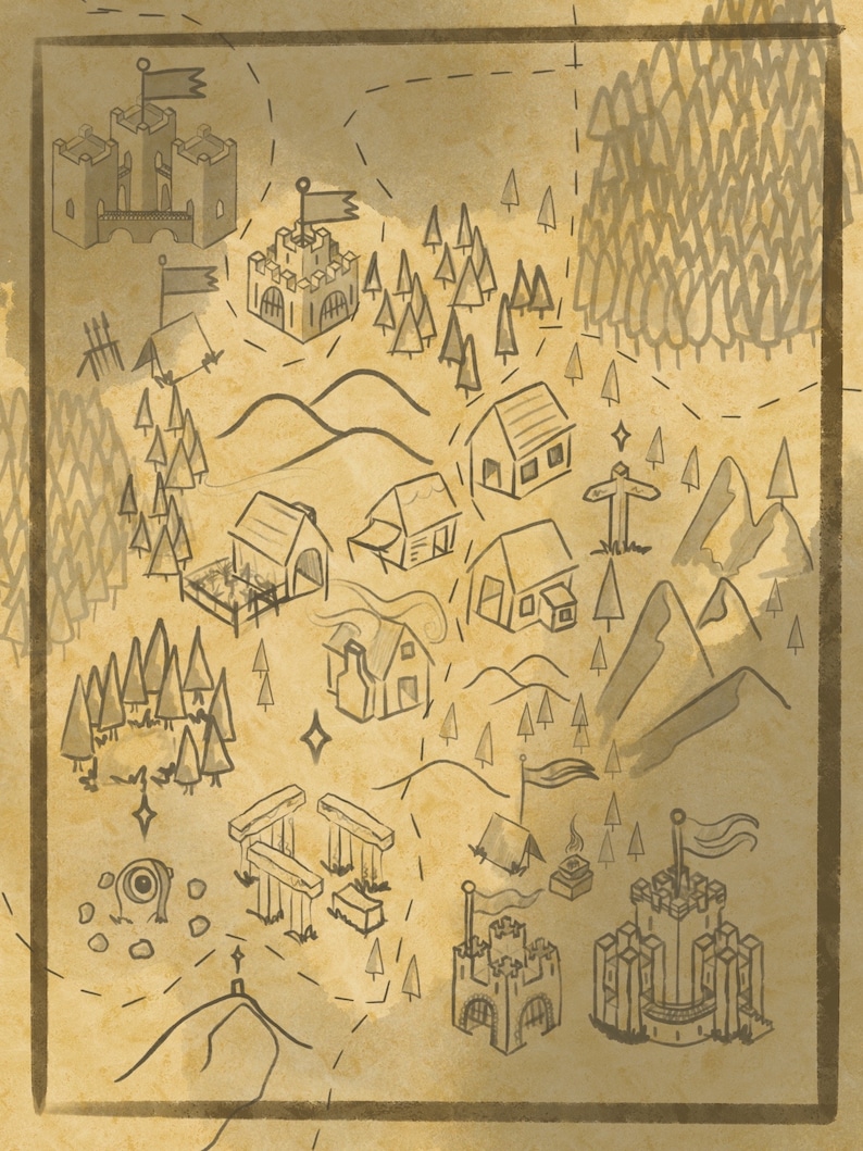 35 Fantasy Map Icons Stamps & Brushes | Procreate Download | - Etsy