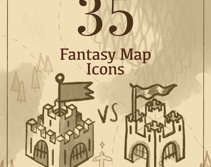 35 Fantasy Map Icons Stamps & Brushes Procreate Download - Etsy