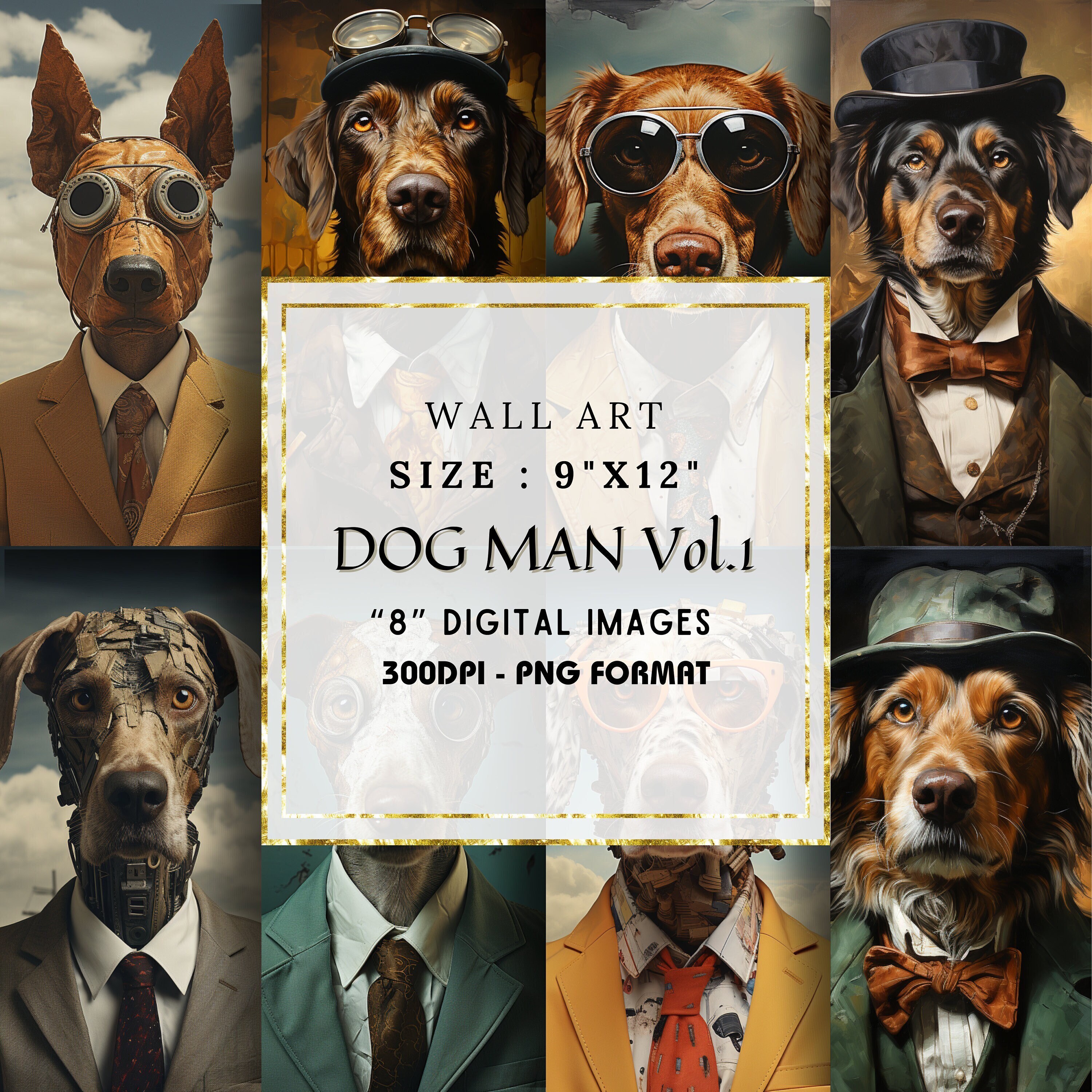 Dog Man Art Vintage Oil Painting I Digital Print Printable Wall Art ...