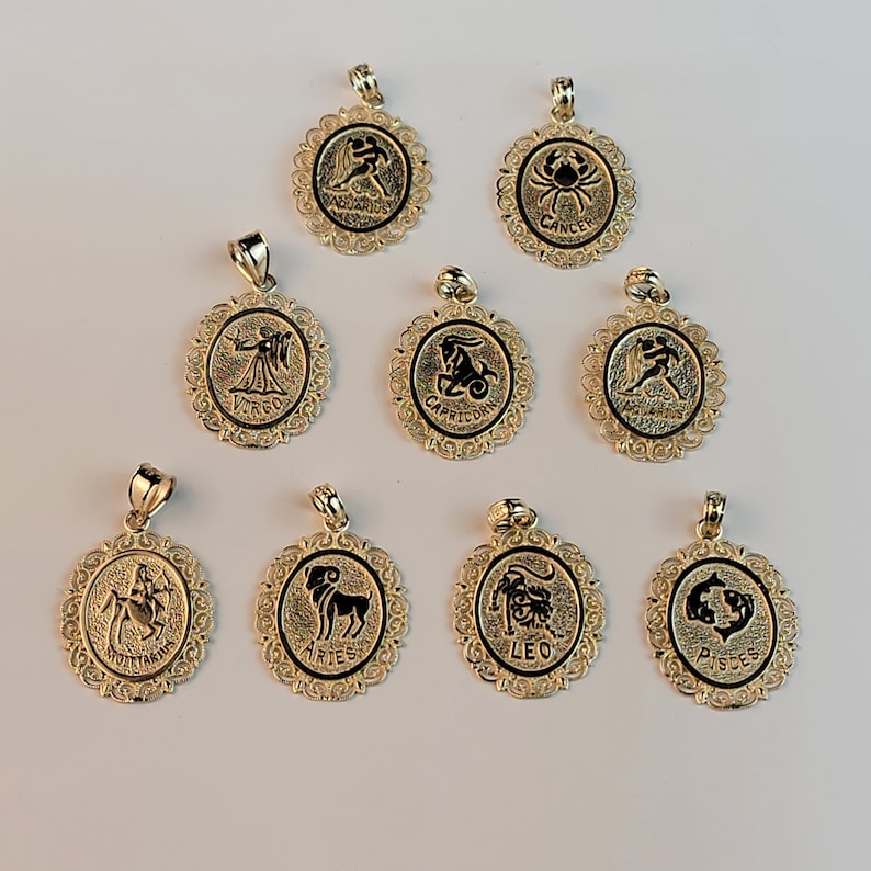 10K Gold Zodiac Sign Necklace: Handmade Horoscope Pendant - Etsy