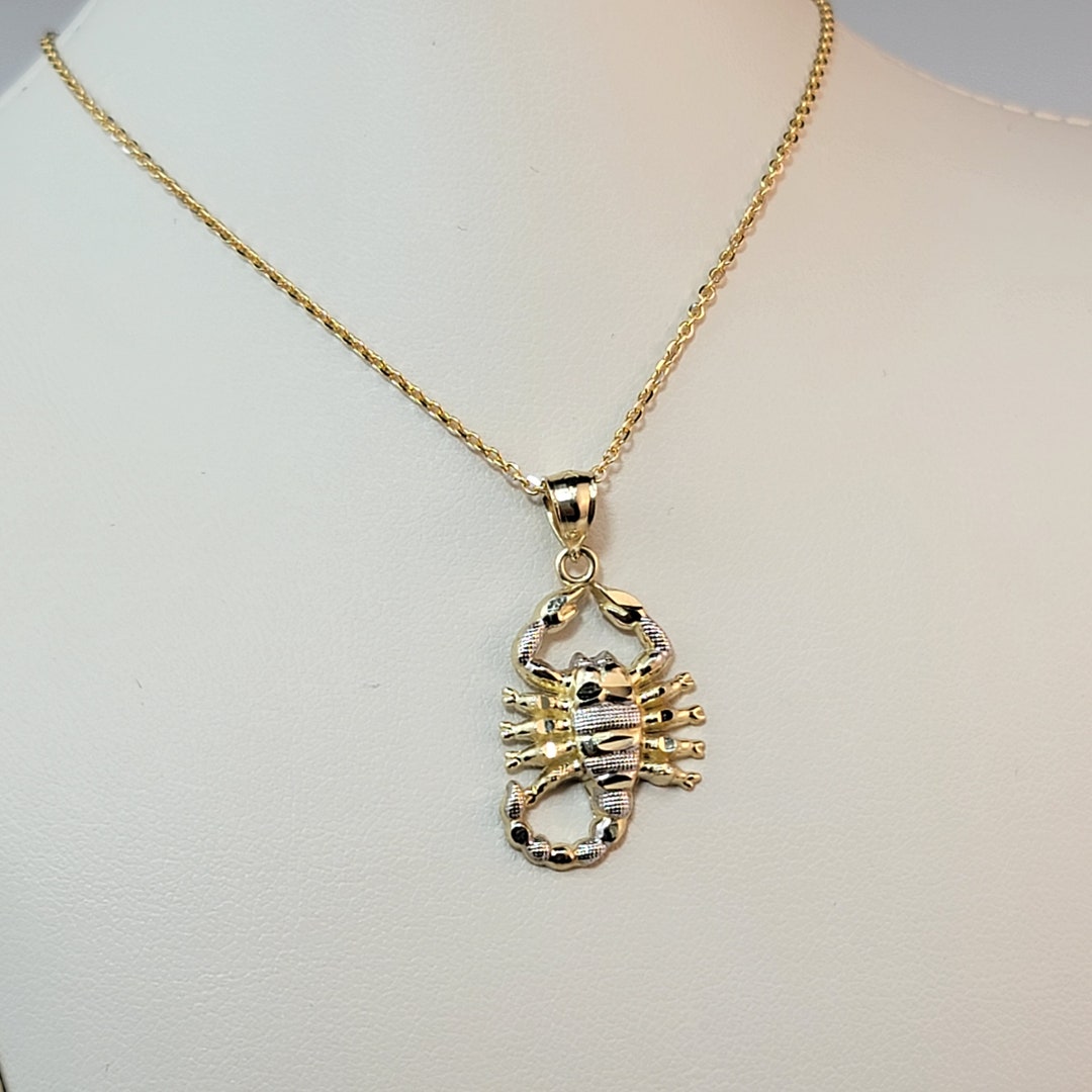 Scorpion 10k Gold Pendant Scorpion Necklace Gold Zodiac Signs Jewelry Mothers Day T Etsy 