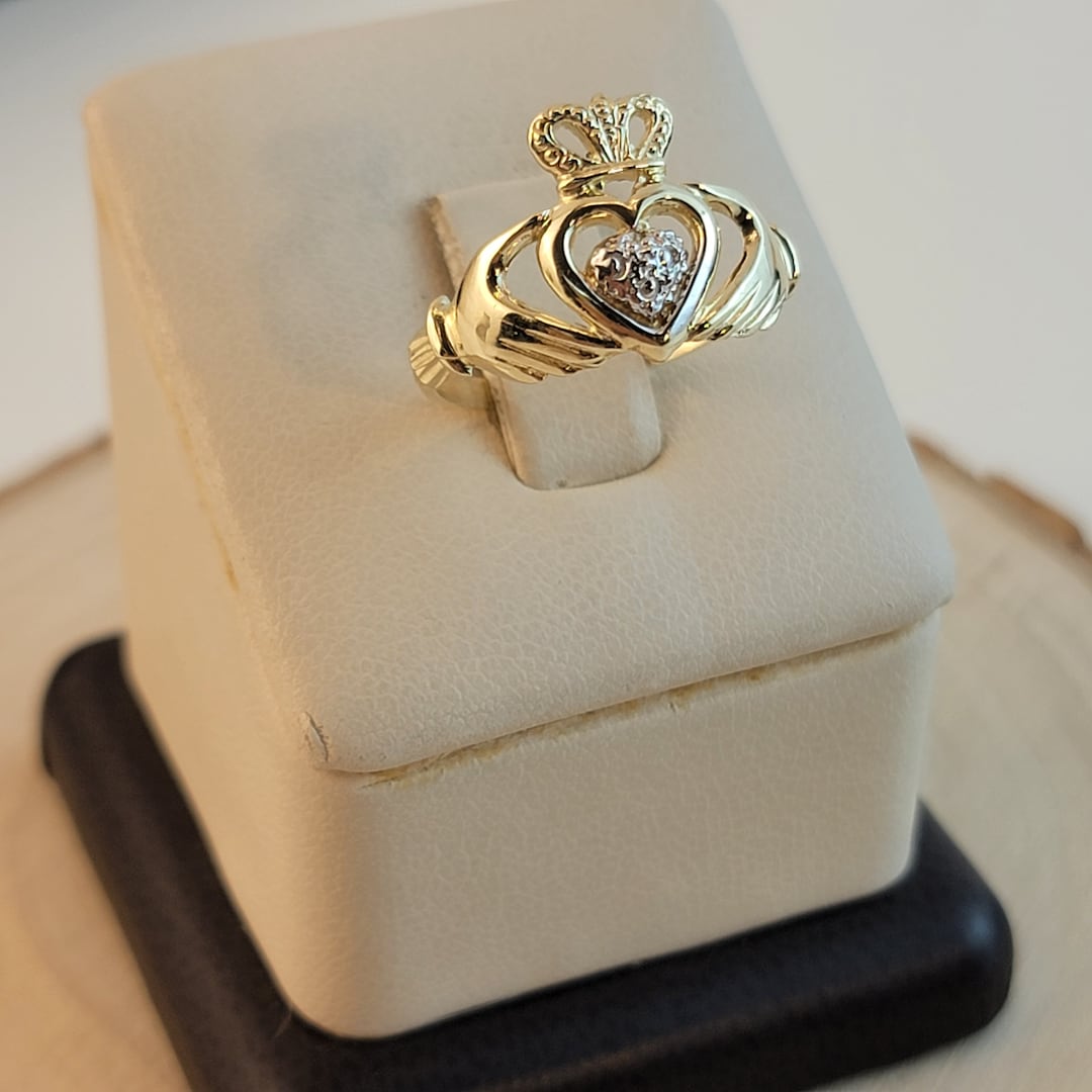 10K Solid Gold Claddagh Ring, Irish Love Ring, Valentines Gift, Mom ...