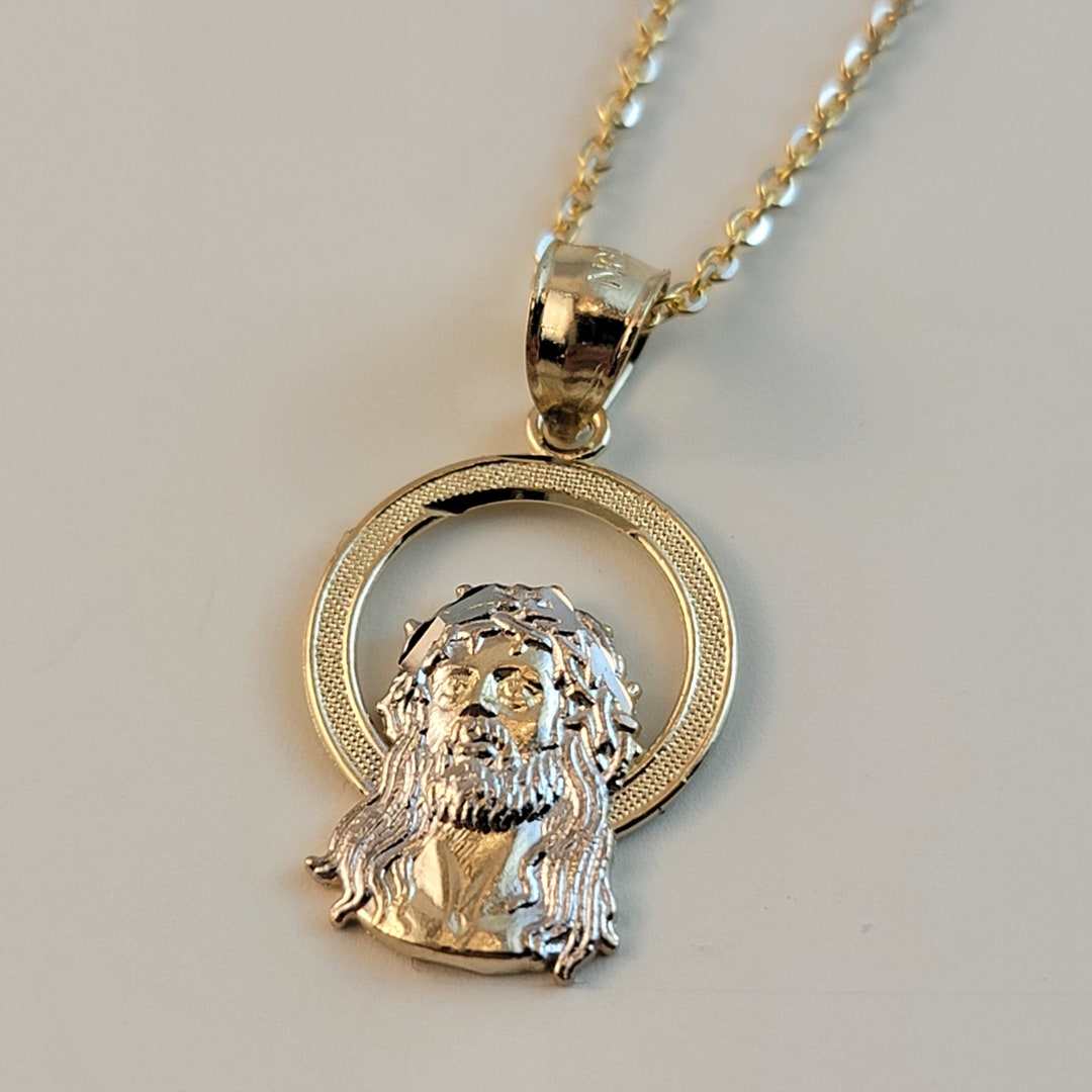 14K Gold Jesus Pendant Necklace: Christian Gift - Etsy