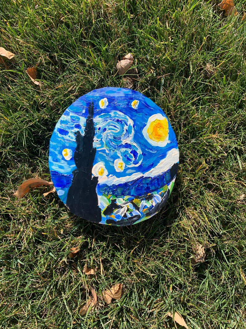 Starry Night Circle Painting - Etsy