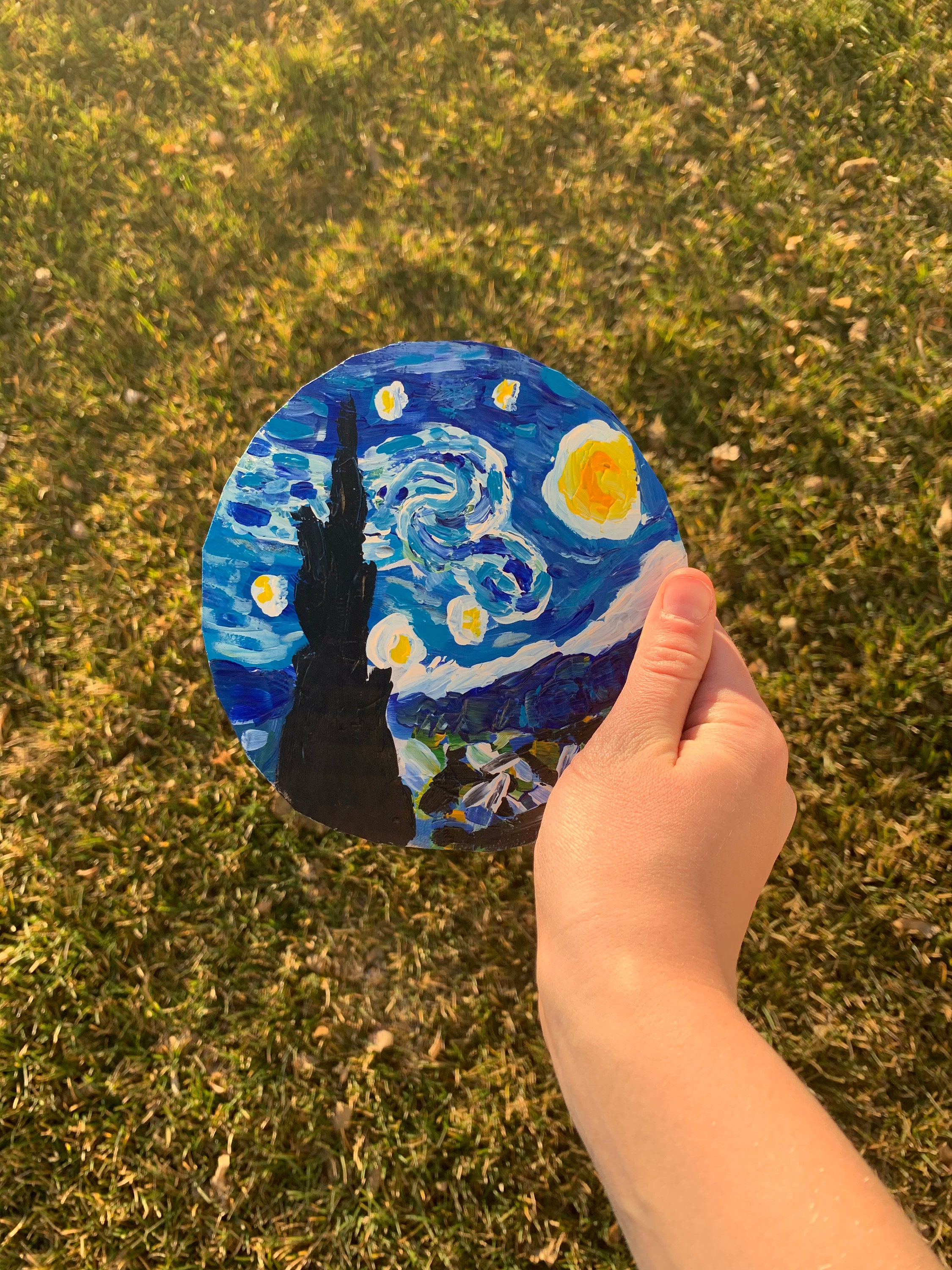 Starry Night Circle Painting - Etsy