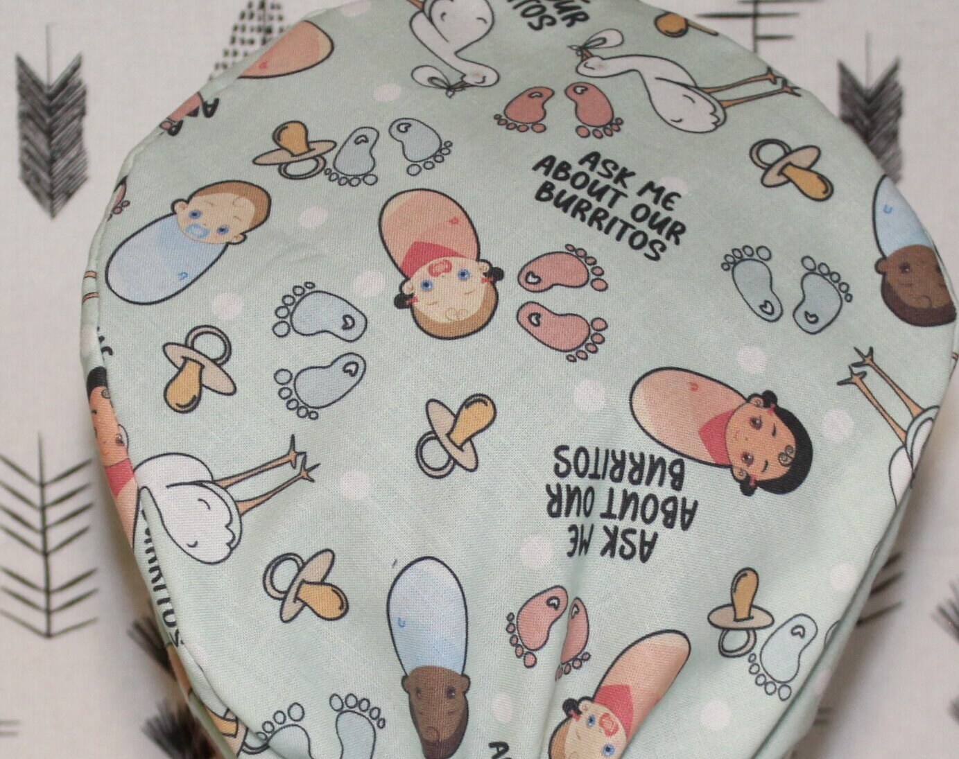 Scrub Cap Elastic Ponytail, Tie Back Skull Cap Ask About Our Burritos ...