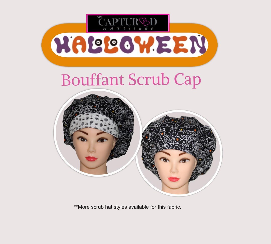 Scrub Cap Bouffant Halloween Spider Webs Surgical Hat, Adjustable ...