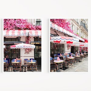 French Cafe Print Set, Pink Parisian Cafe, Kitchen Wall Decor, Travel ...