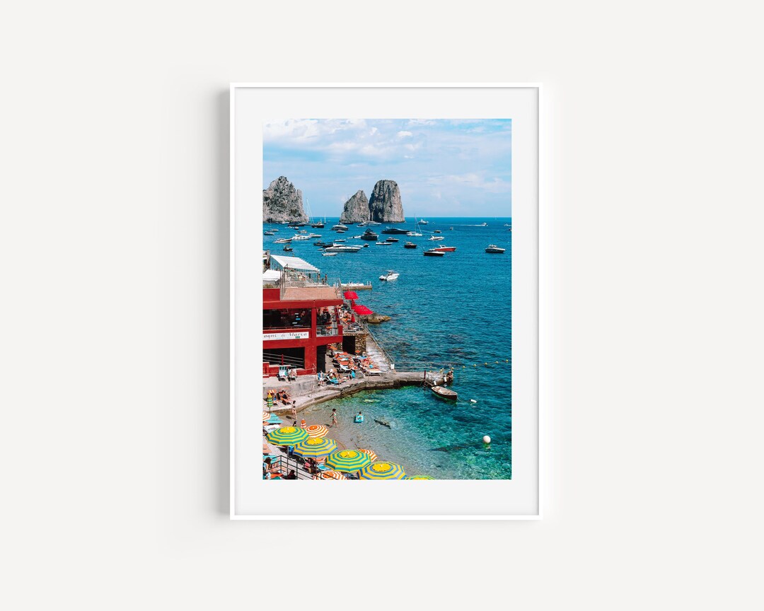 Capri Italy Print, Amalfi Coast Wall Art, La Canzone Del Mare Club ...