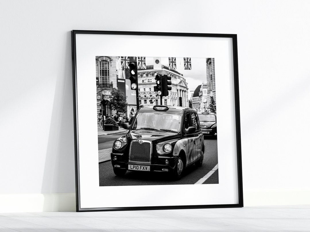 Black Taxi Cab Print, Black and White London Photography, British Home ...