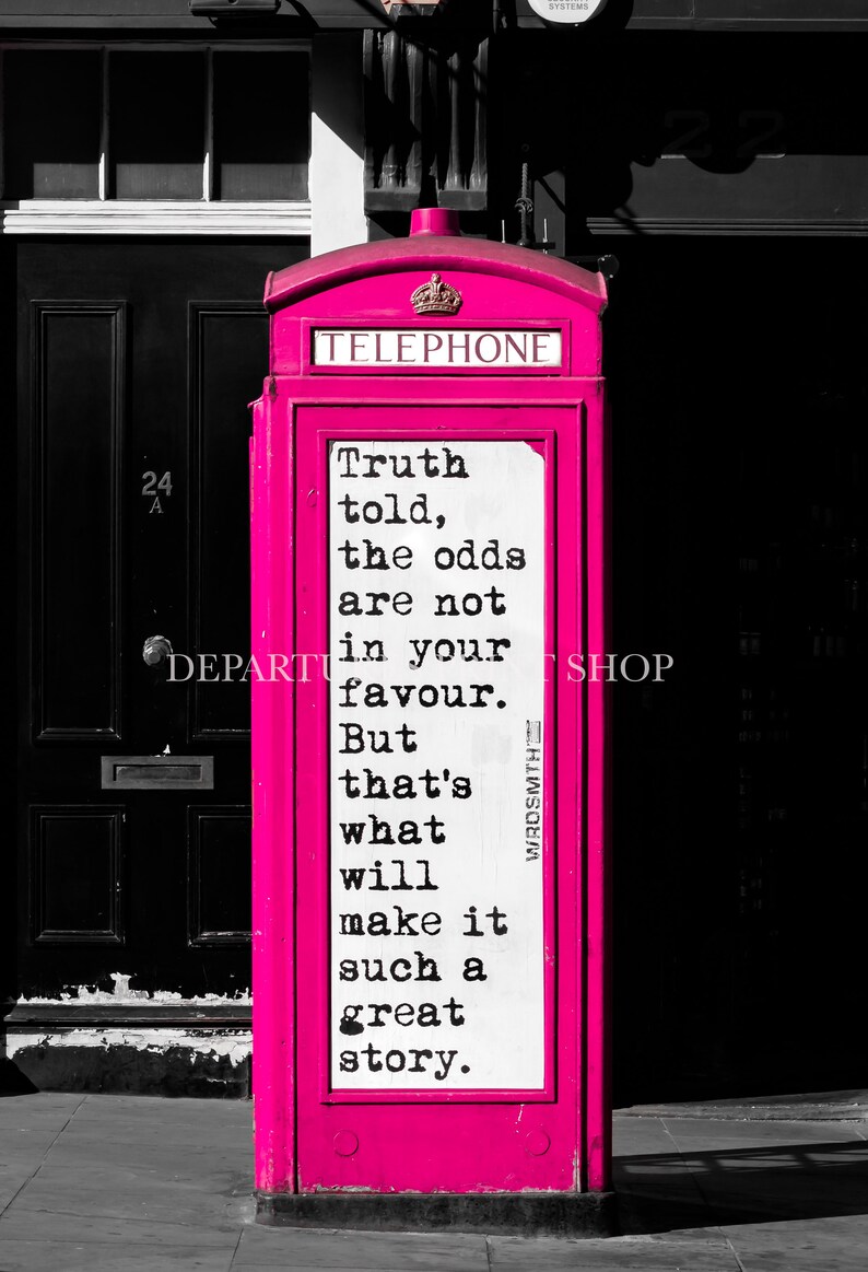 Hot Pink Phone Booth Print Quote Poster Girly Wall Art Pink - Etsy
