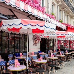 French Cafe Print Set, Pink Parisian Cafe, Kitchen Wall Decor, Travel ...